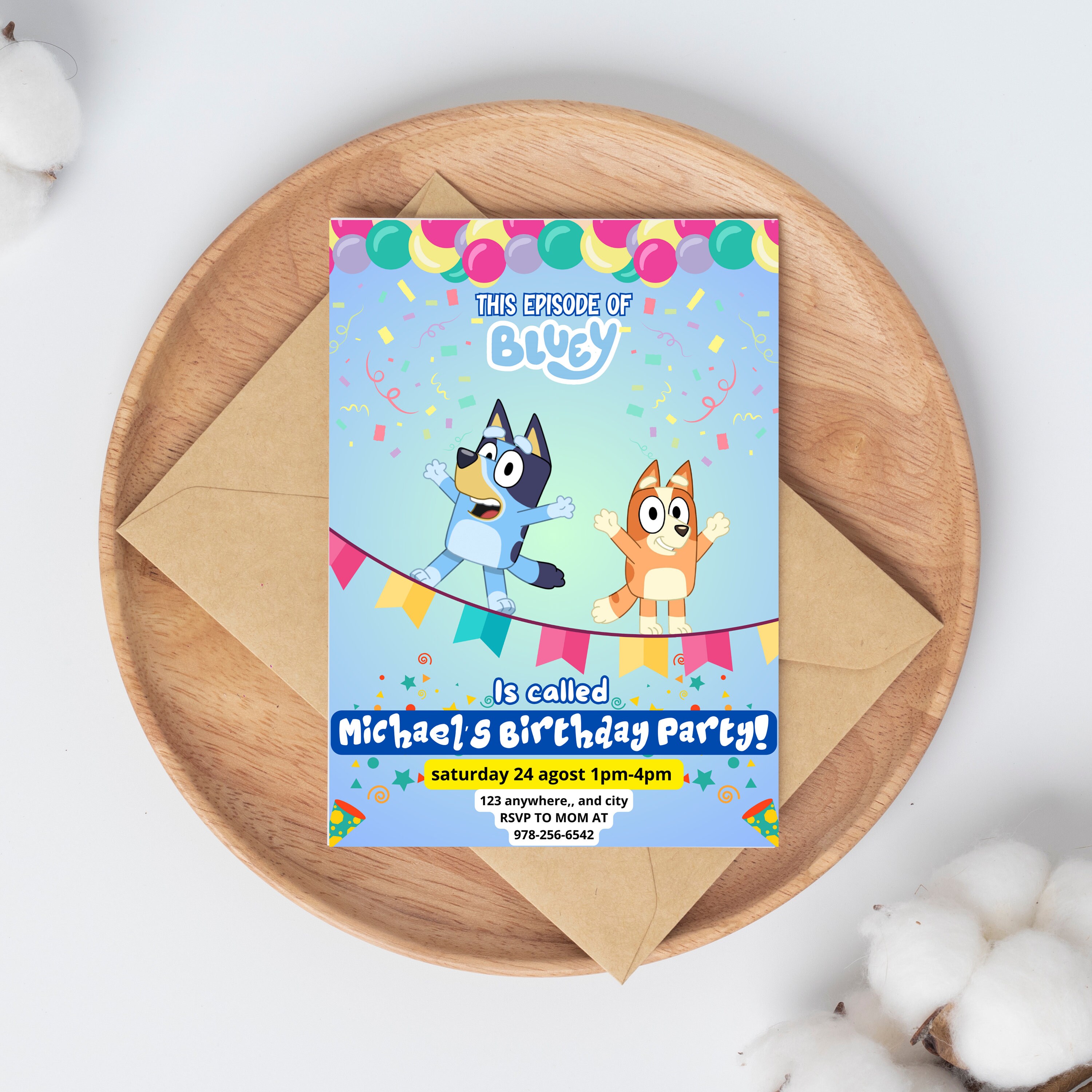 Bluey Editable Birthday Invitation | Digital Bday Party Invite | Blue ...