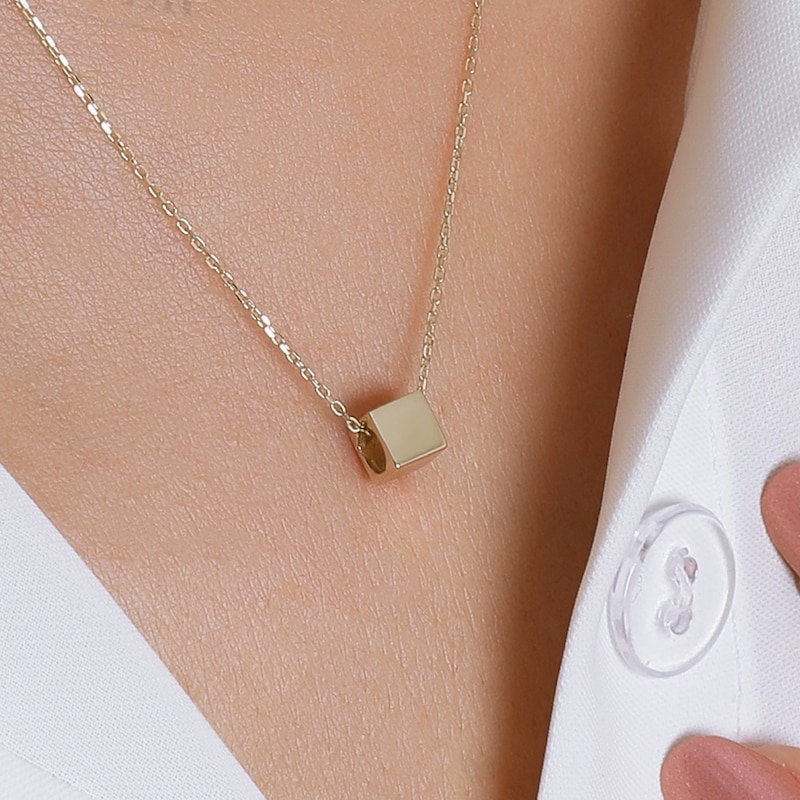 Gold Cube Necklace - Etsy