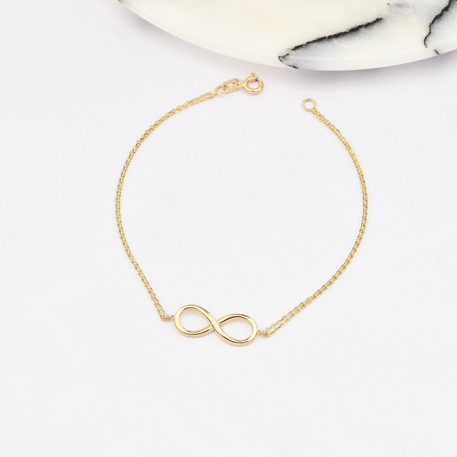 14K Gold Infinity Bracelet, Infinity Bracelet, Infinity Charm Bracelet ...