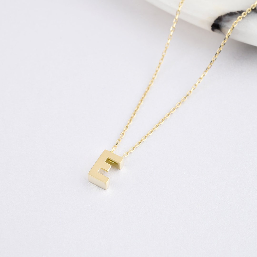 14K Gold Letter Necklace, Gold Initial Letter Necklace, Letter Necklace ...