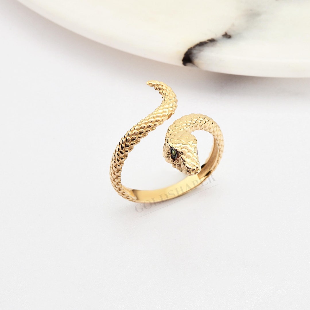 Snake Gold Ring, 14K Gold Snake Ring, Serpent Ring, Snake Ring ...