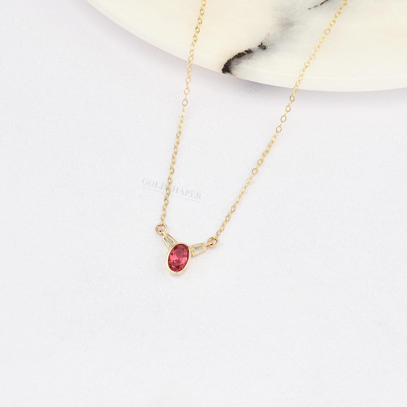 14K Gold Ruby Necklace, 14K Gold Ruby Necklace, Ruby Stone Necklace ...