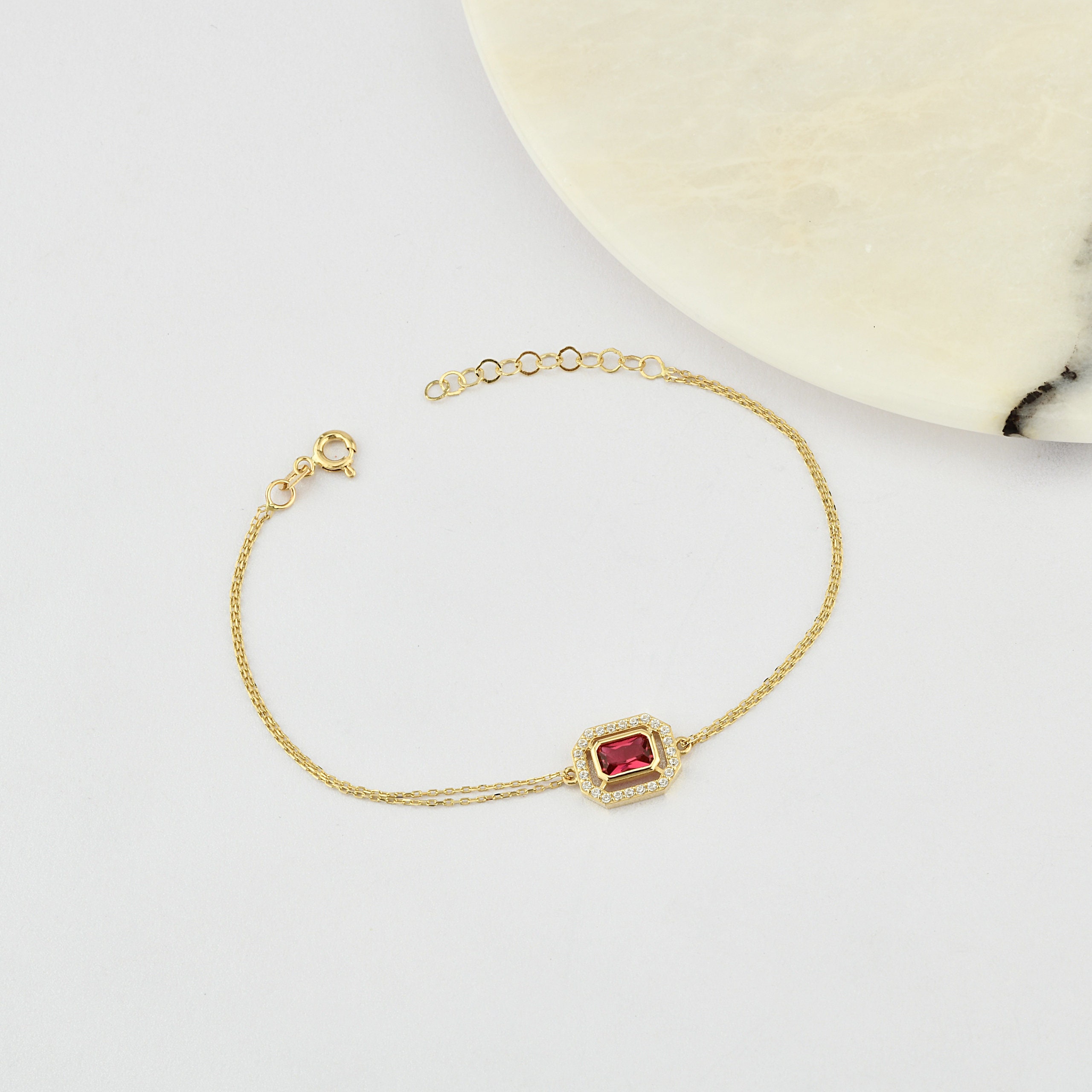Ruby Bracelet, 14K Gold Ruby Bracelet, Ruby Bracelet, July Birthstone ...