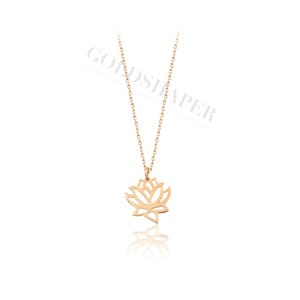 14K Gold Lotus Necklace, Gold Lotus Necklace, Lotus Flower Necklace ...
