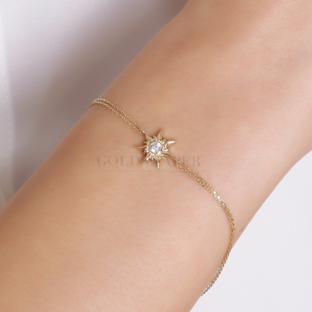 Sun Bracelet, 14K Gold Sun Bracelet, Sunshine Bracelet, Calestial ...