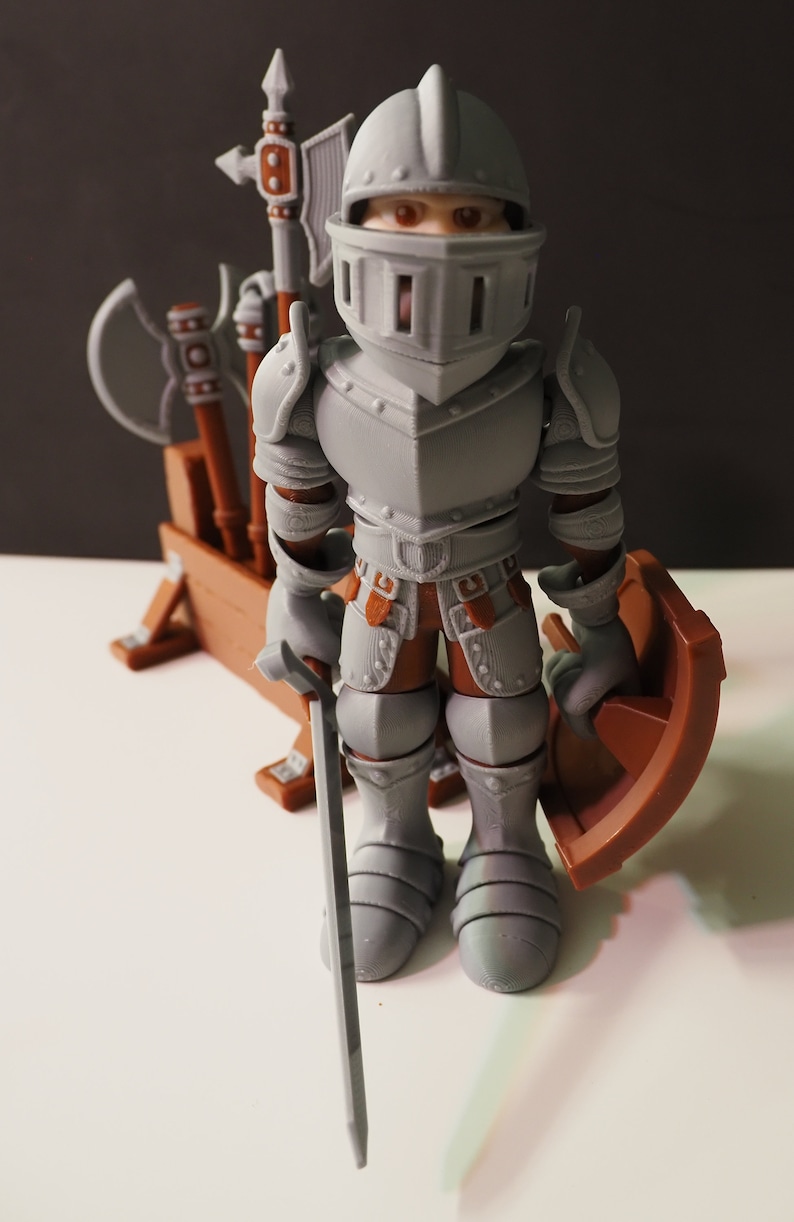 Flexible Knight in Armor With Arsenal of Weapons Designed by Flexi ...