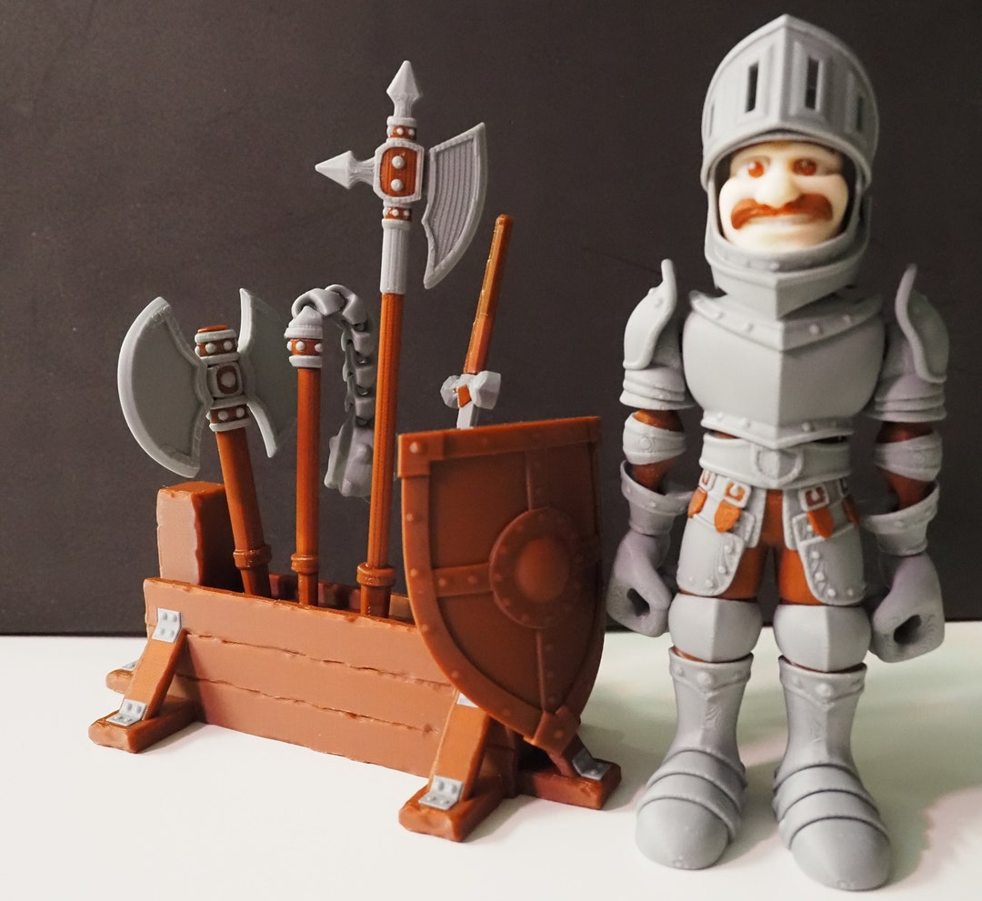 Flexible Knight in Armor With Arsenal of Weapons Designed by Flexi ...