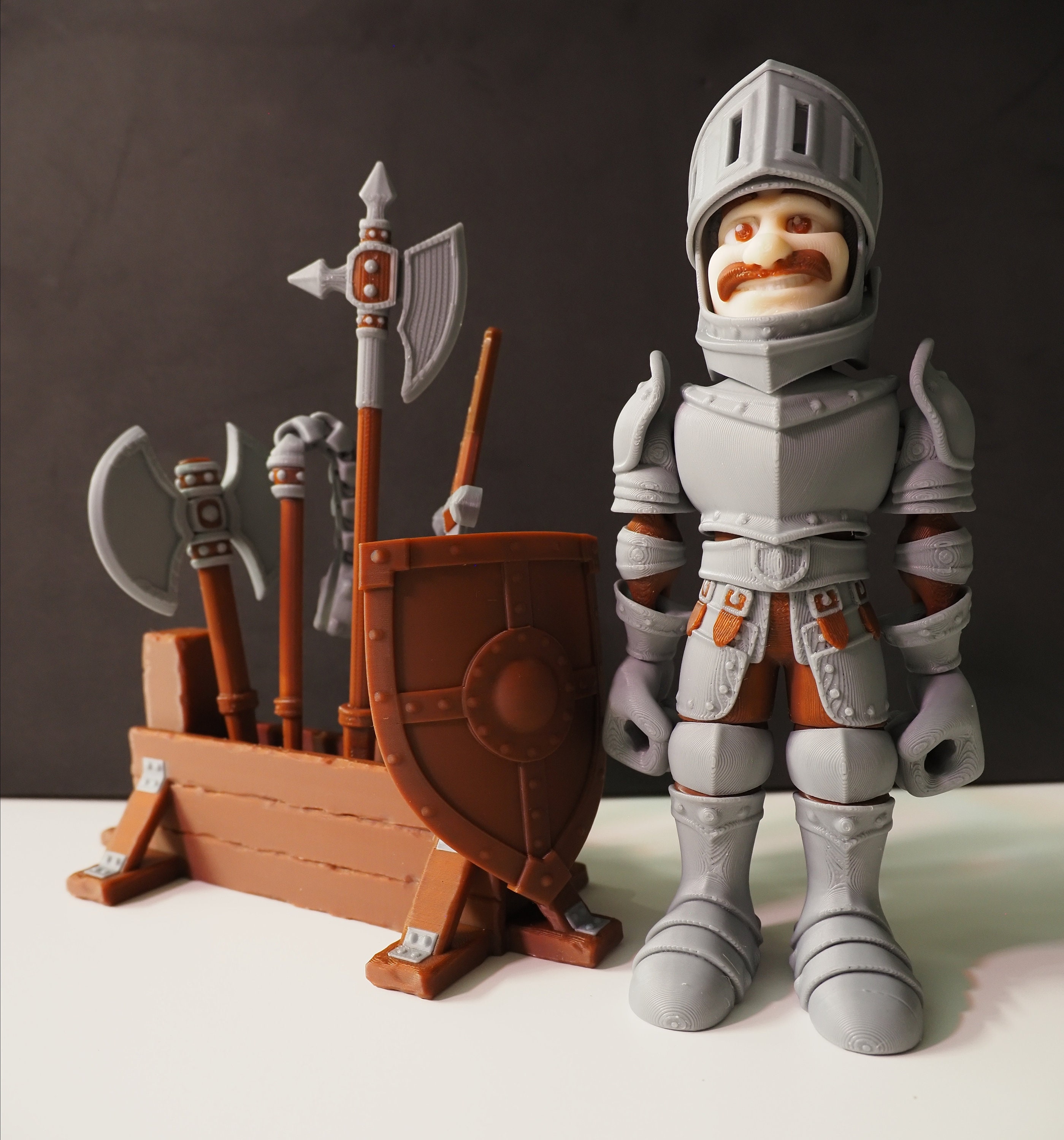 Flexible Knight in Armor With Arsenal of Weapons Designed by Flexi ...