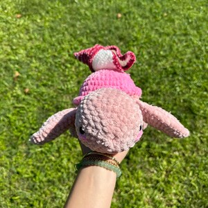 Cute Pink Turtle With Conch Shell Plush Handmade Amigurumi Stuffed ...
