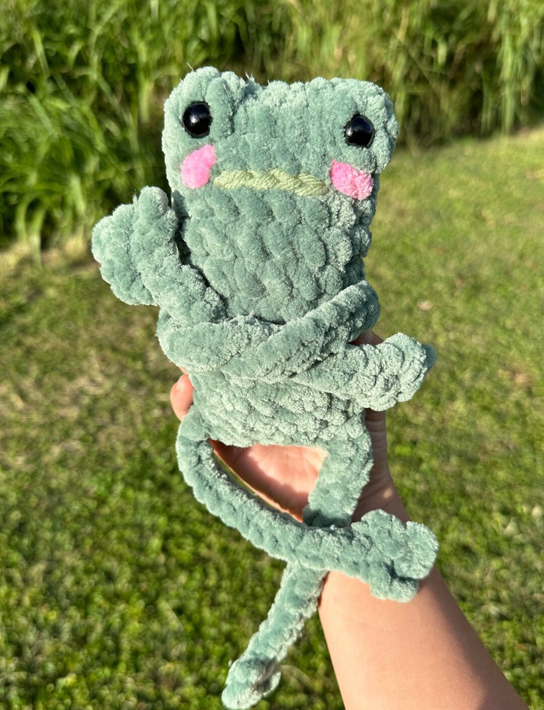 Sassy Cute Jumbo Green Leggy Froggy Crochet Plush Amigurumi Stuffed ...