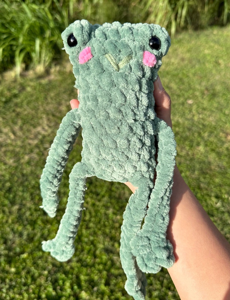Sassy Cute Jumbo Green Leggy Froggy Crochet Plush Amigurumi Stuffed ...