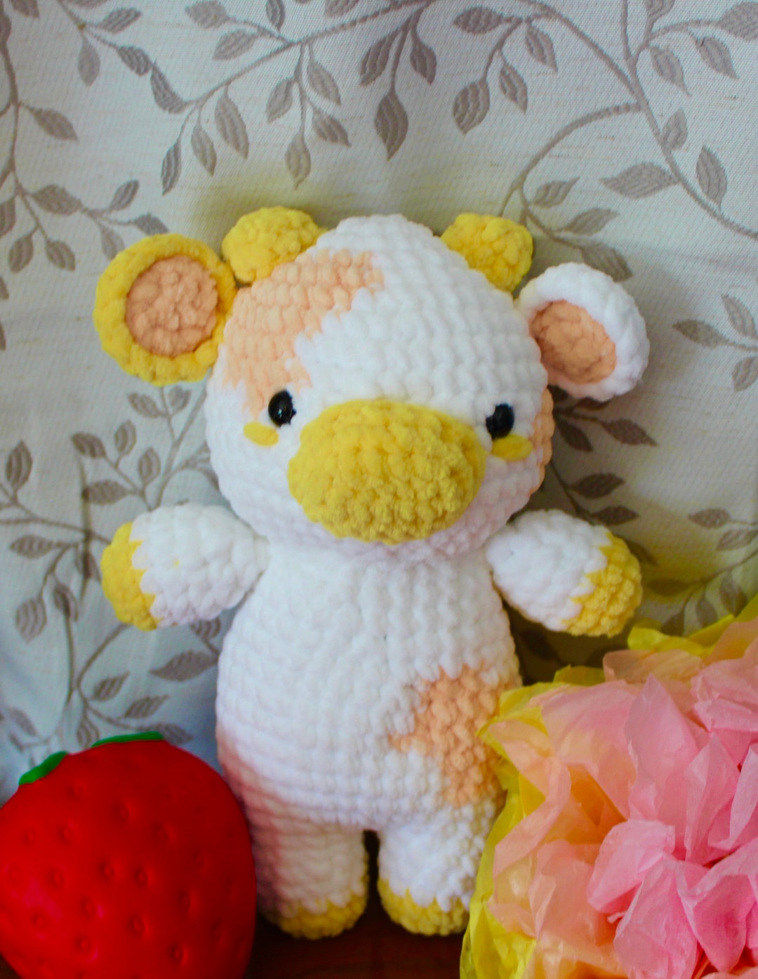 Adorable Handmade Crochet Sherbert Cow Stuffed Animal Amigurumi Plushie ...
