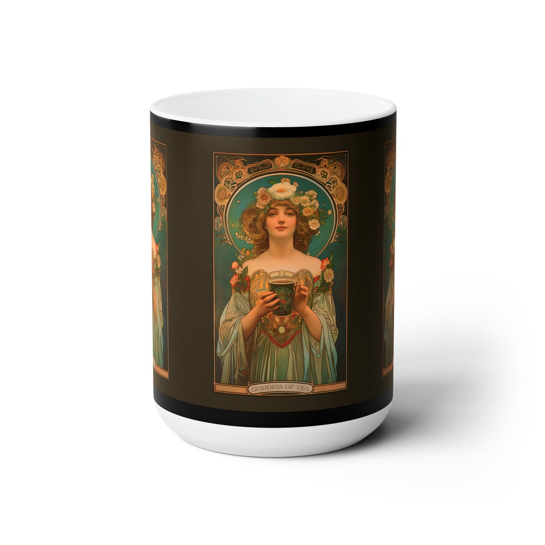 Art Nouveau Mug, Alphonse Mucha Floral Mug, Goddess Coffee Cup, 15oz ...
