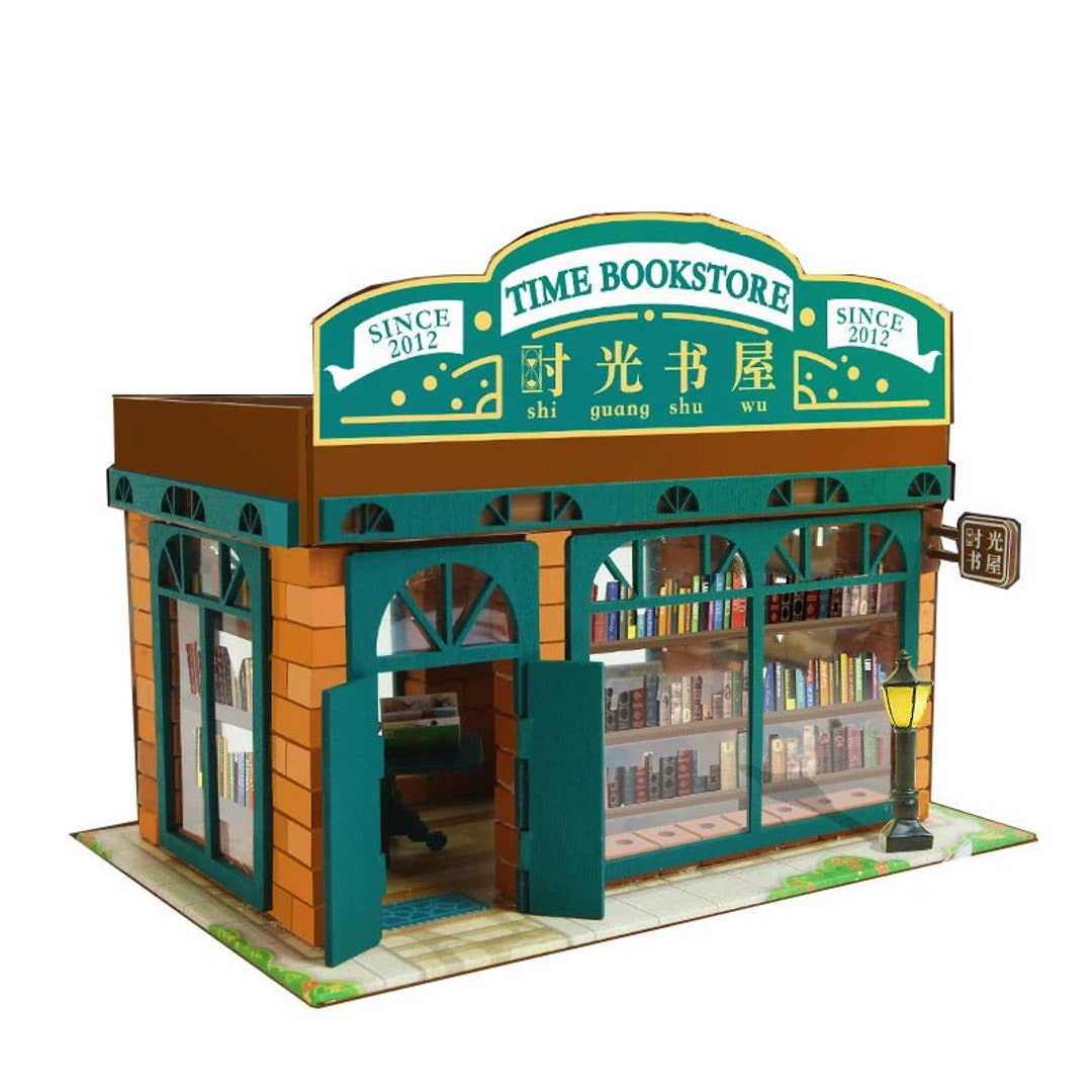 Miniature Bookstore, Diy Dollhouse Bookshop, Wooden Decoration ...