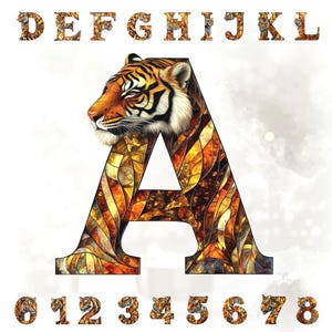 Tiger Alphabet & Number Clipart: Jungle Animal Font (digital Download ...