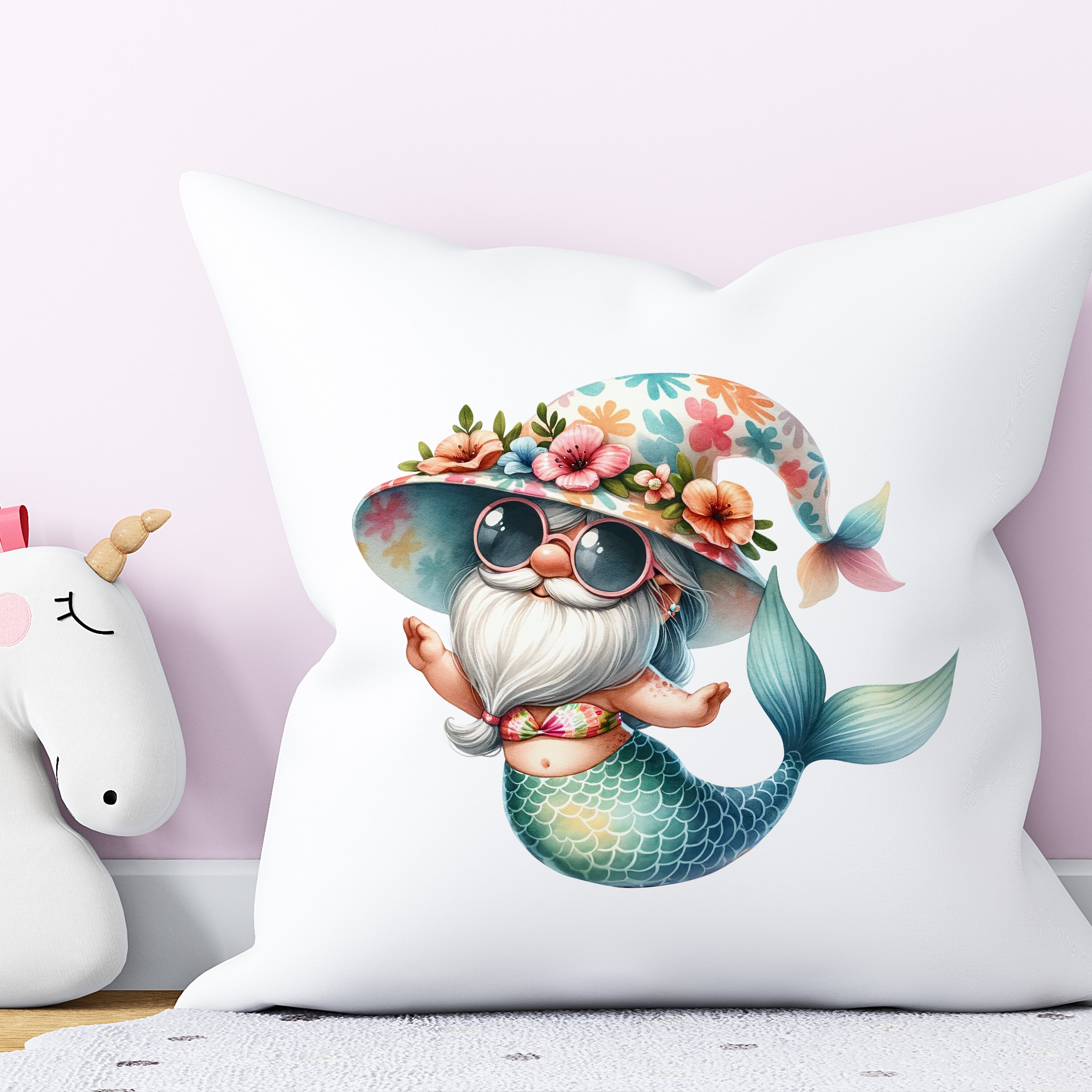 Gnome Mermaid Clipart: Watercolor Beach Day Gnomes (digital Download ...