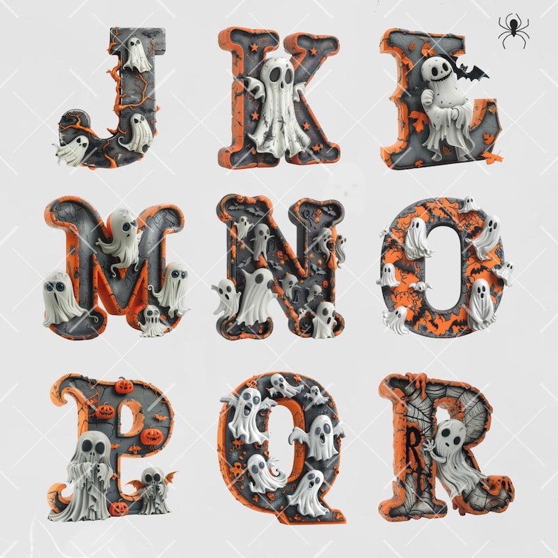 Spooky Ghost Alphabet PNG Set: Halloween Font (digital Download) - Etsy
