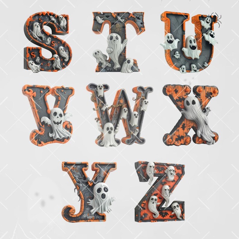 Spooky Ghost Alphabet PNG Set: Halloween Font (digital Download) - Etsy