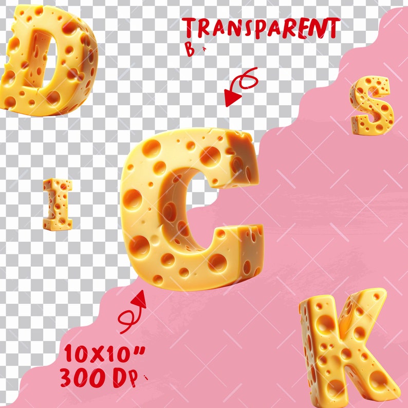 Cheese Alphabet & Numbers Clipart: Food Font PNG Set (digital Download ...