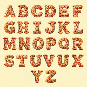 Pizza Alphabet Clipart: Food Letters & Numbers (digital Download) - Etsy