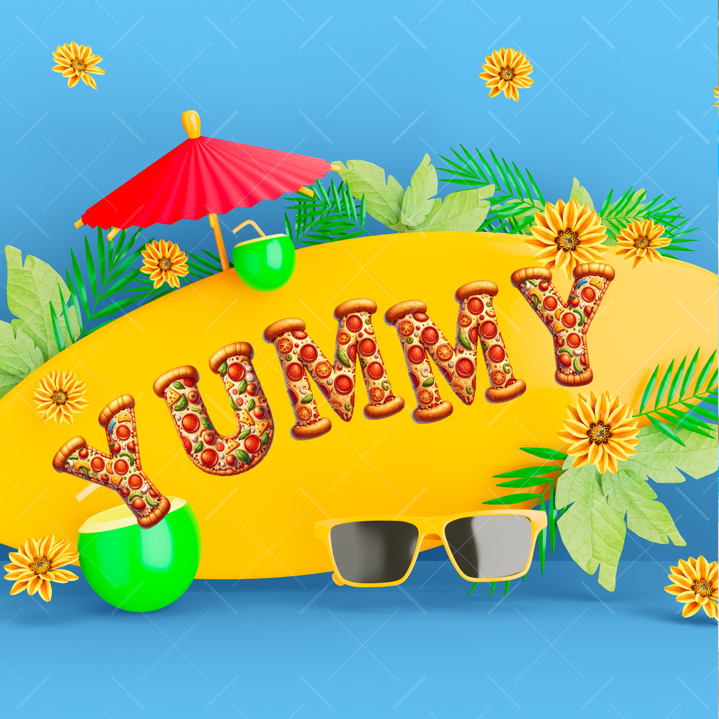 Delicious Pizza Alphabet & Numbers - Wall Art or a Pizzeria's Playful ...