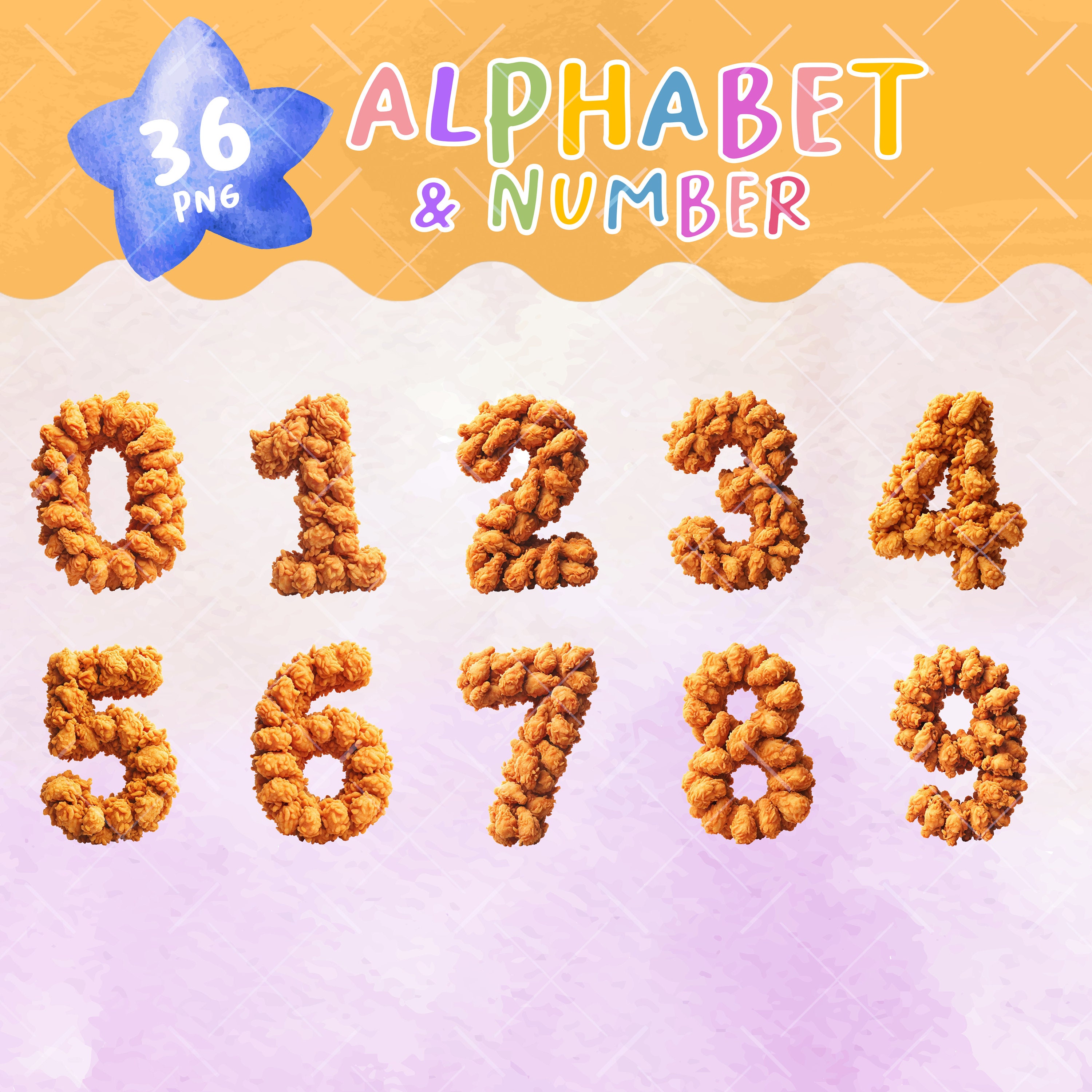 Chicken Fried Crunchy Alphabet & Numbers PNG Clipart ,unique Birthday ...
