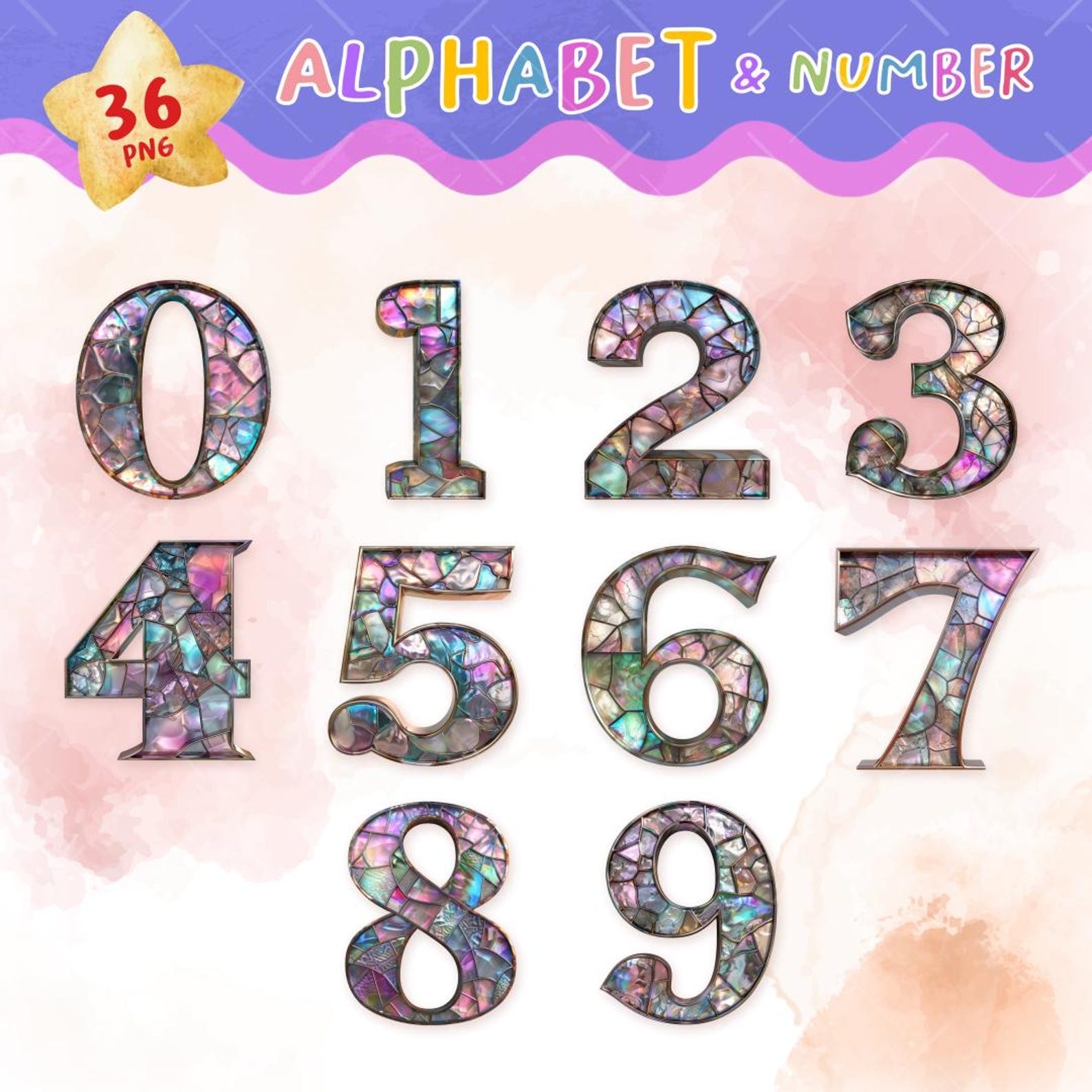 Pastel Color Stained Glass Alphabet Letters Png,colorful Mosaic ...