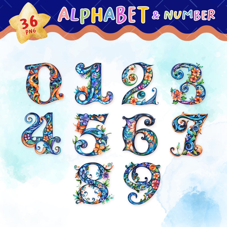Floral Alphabet PNG: Metal Swirl Flower Letters & Numbers (digital ...