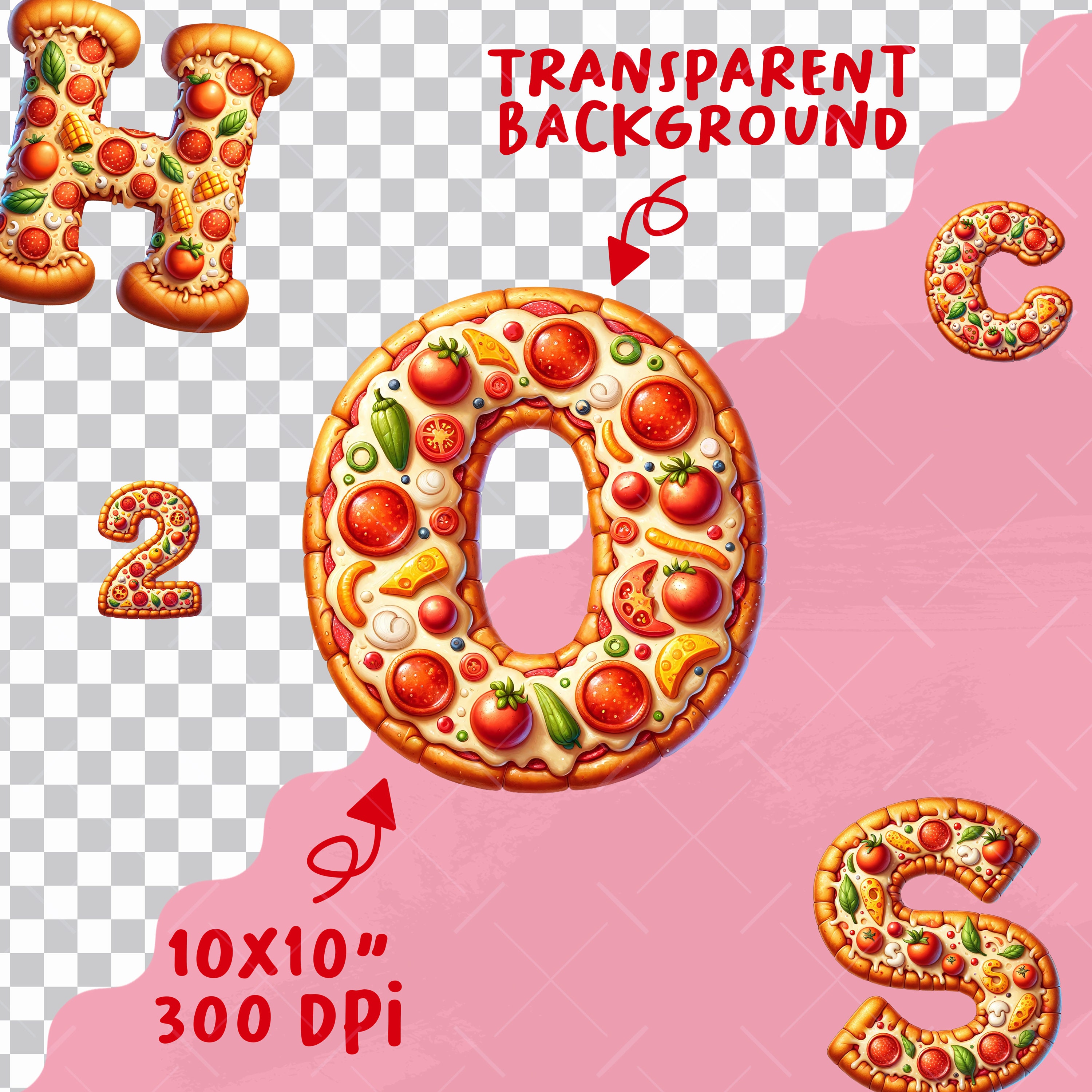 Delicious Pizza Alphabet & Numbers - Wall Art or a Pizzeria's Playful ...