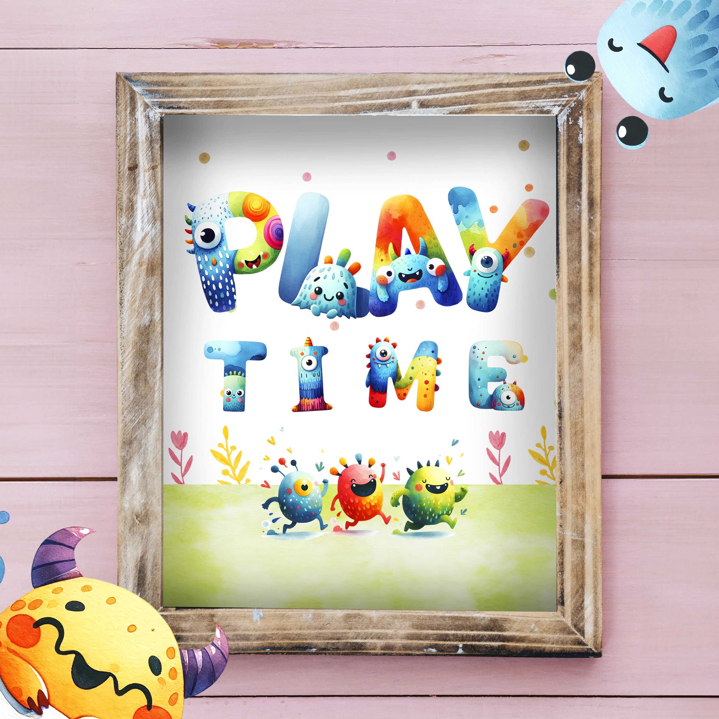 Alphabet Watercolor Monster Clipart Set Fun Digital Nursery Decor, Kids ...