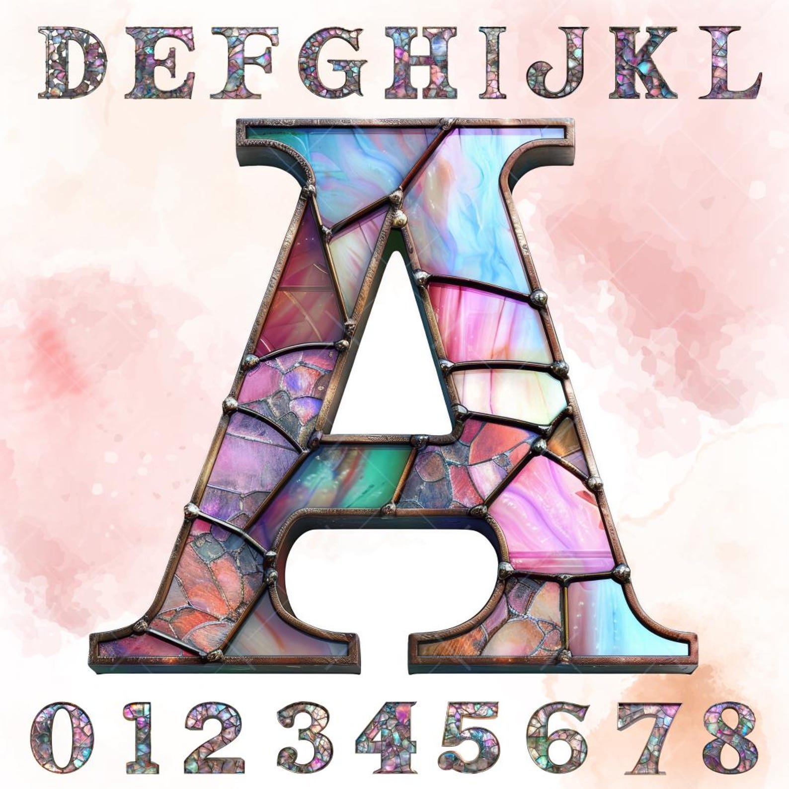 Pastel Color Stained Glass Alphabet Letters Png,colorful Mosaic ...