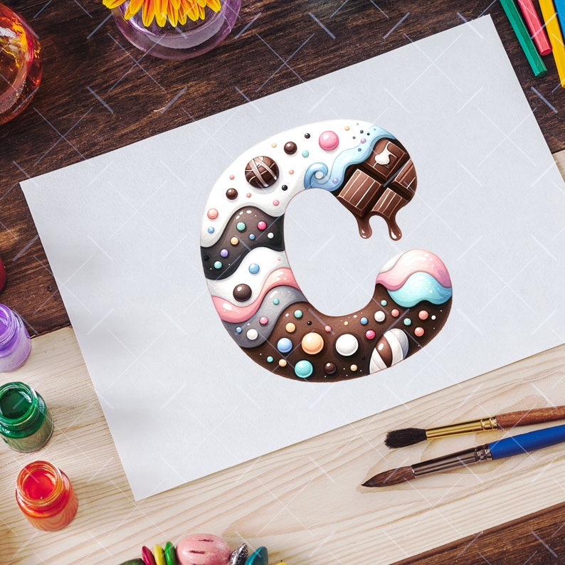 Chocolate Doughnut Alphabet & Numbers Clipart: 36 PNG Files (digital ...