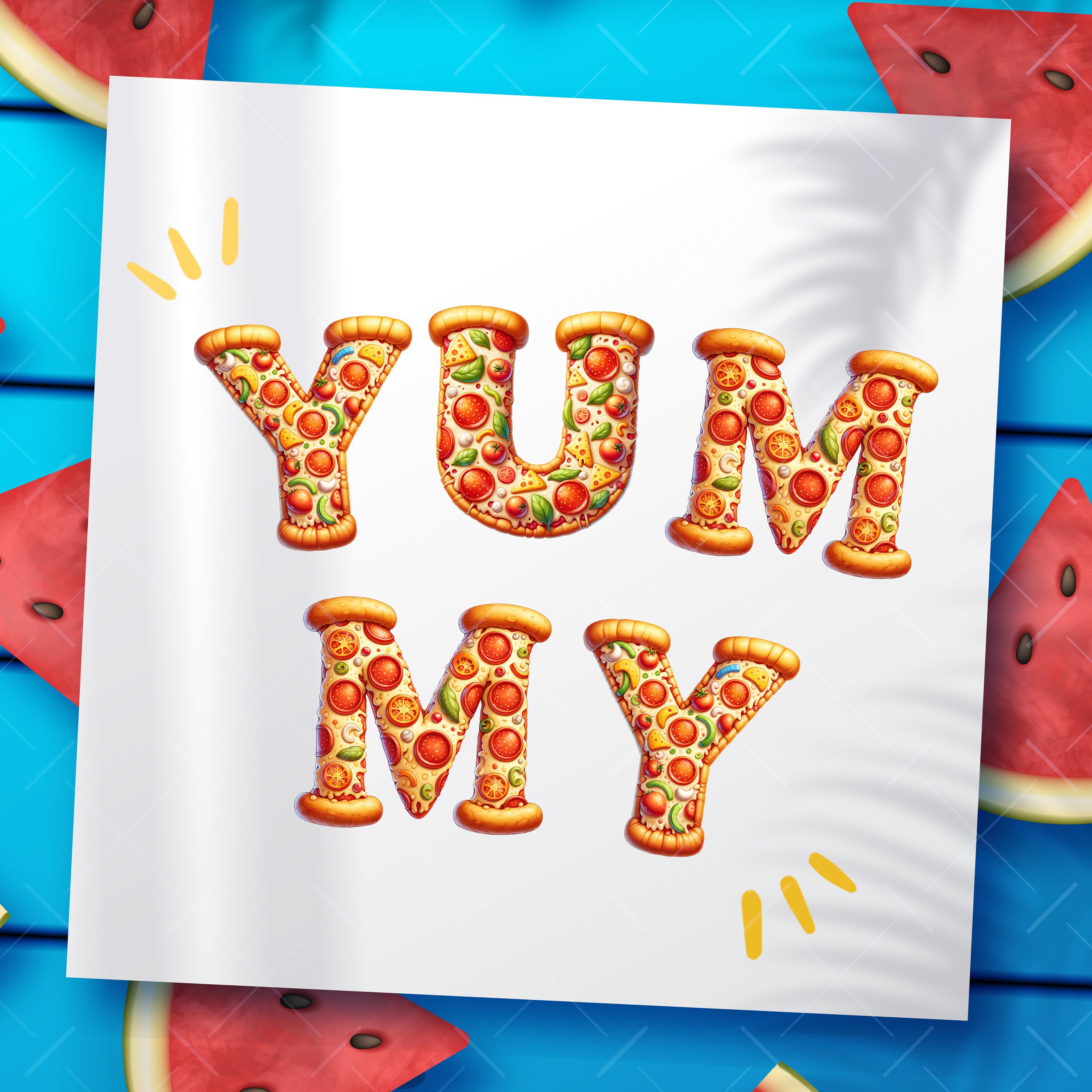 Delicious Pizza Alphabet & Numbers - Wall Art or a Pizzeria's Playful ...