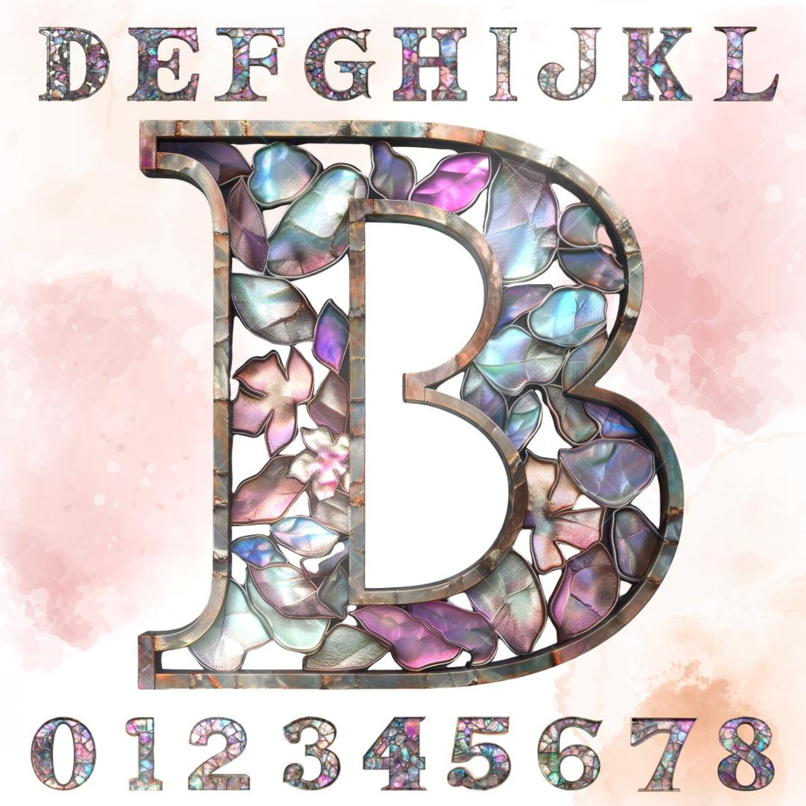 Pastel Color Stained Glass Alphabet Letters Png,colorful Mosaic ...