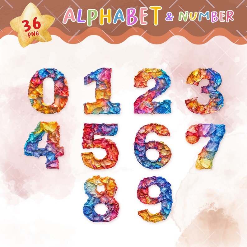 Leaves and Petals Colorful Watercolor Alphabet & Numbers,diy,creative ...