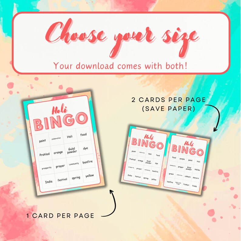 30 Holi Festival Bingo Printable Cards, Holi Bingo Game, Hindu ...