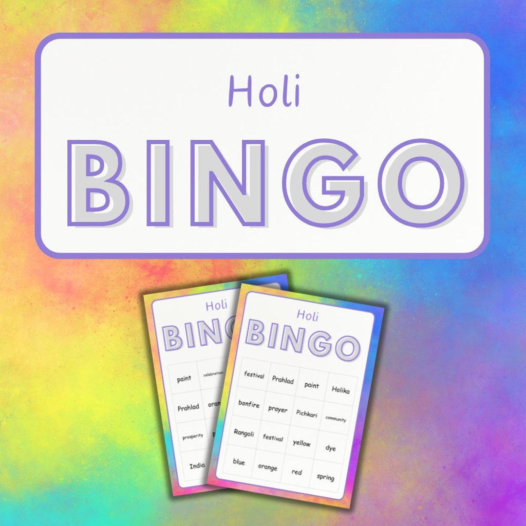 Holi Festival Bingo Printable Game, Holi Bingo Cards, Hindu Celebration ...