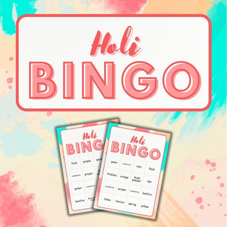 30 Holi Festival Bingo Printable Cards, Holi Bingo Game, Hindu ...