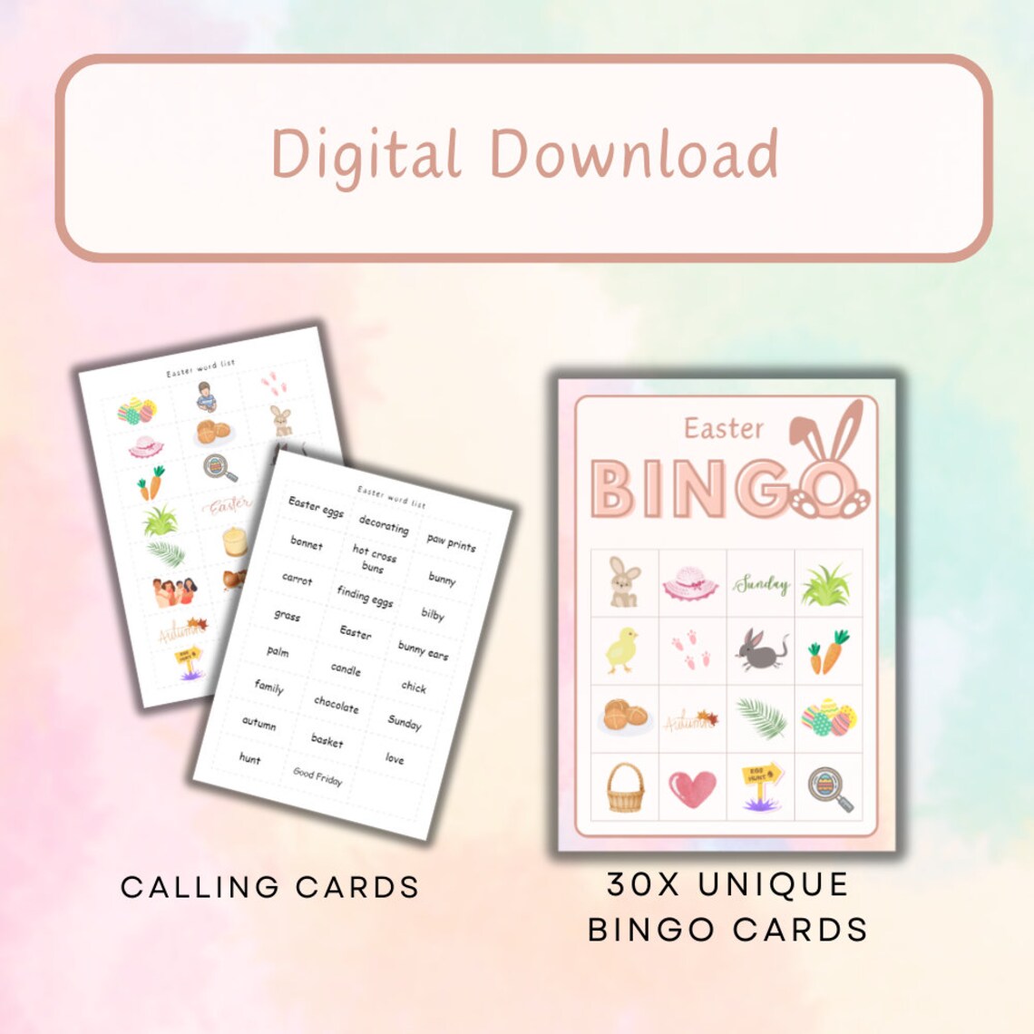 30 Australian Easter Bingo Printable Cards, Easter Bingo Game, Fun ...