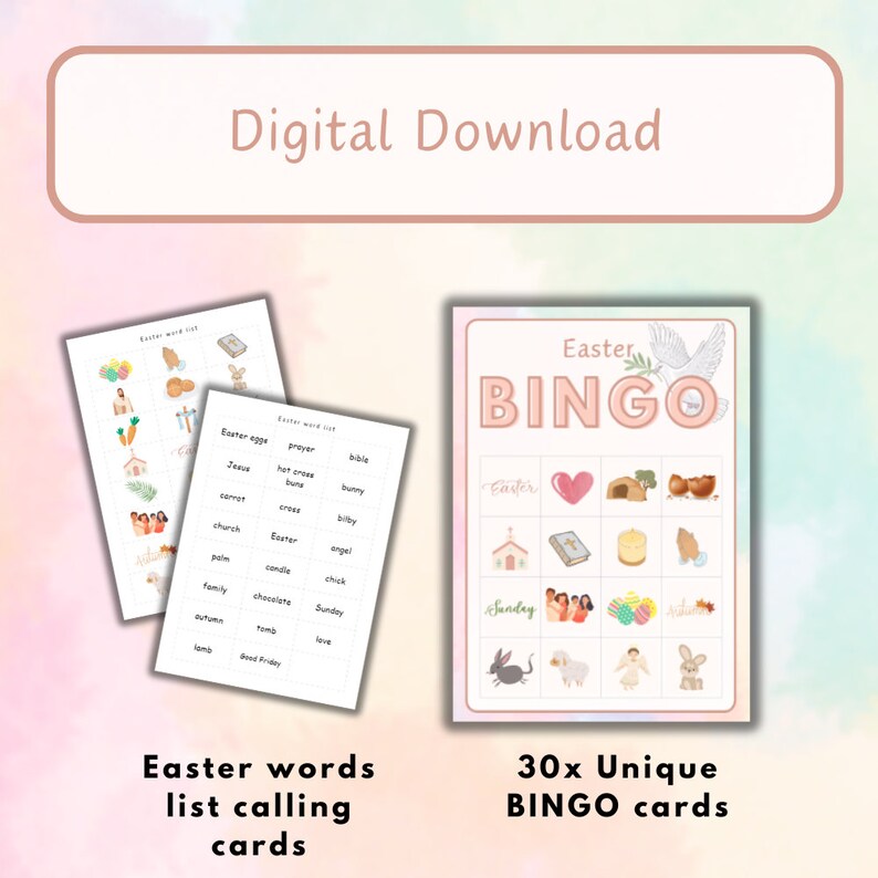 Australian Easter Bingo Printable Game, Religious Easter Bingo Cards ...