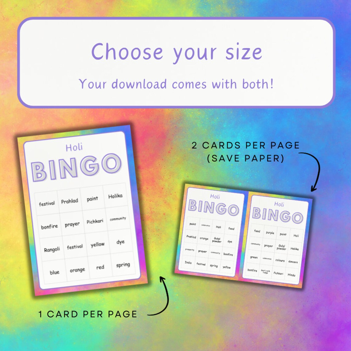 30 Holi Festival Bingo Printable Cards, Holi Bingo Game, Hindu ...