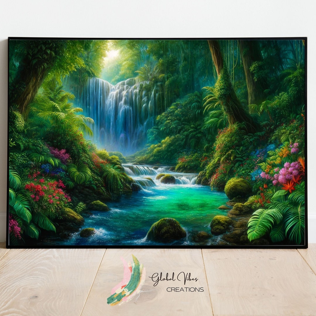 Emerald Cascade Paradise Lush Tropical Forest & Waterfall Serenity ...