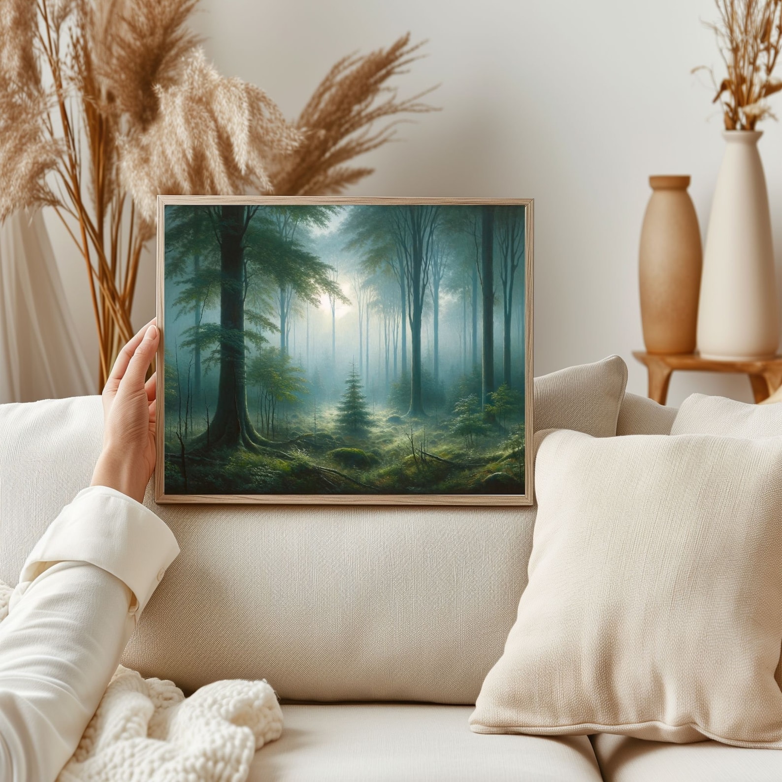 Tranquil Woods at Dawn - Luminous Mist and Verdant Trees Canopy, High ...