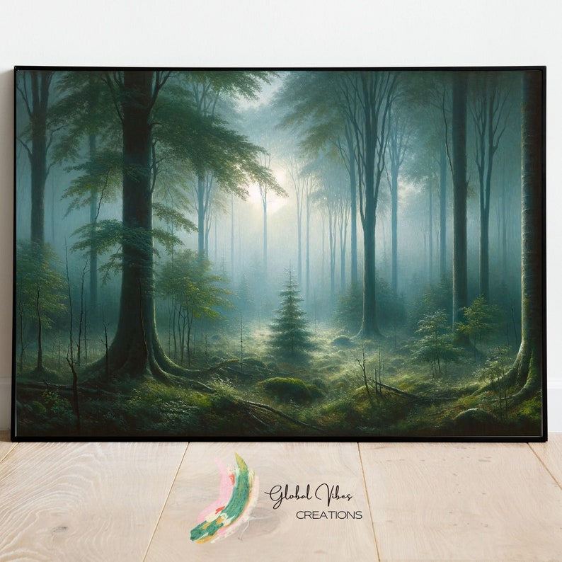 Tranquil Woods at Dawn - Luminous Mist and Verdant Trees Canopy, High ...