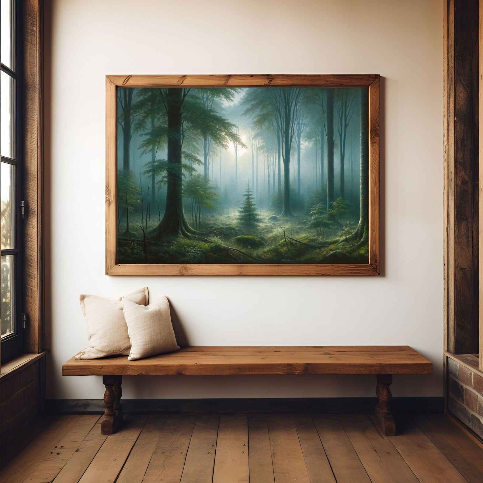 Tranquil Woods at Dawn - Luminous Mist and Verdant Trees Canopy, High ...