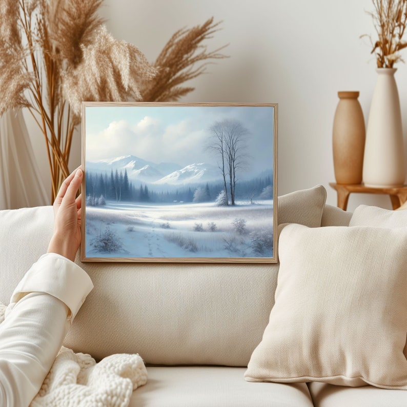 Snowy Peaks and Frosted Trees Reflection - Serene Winter Landscape ...