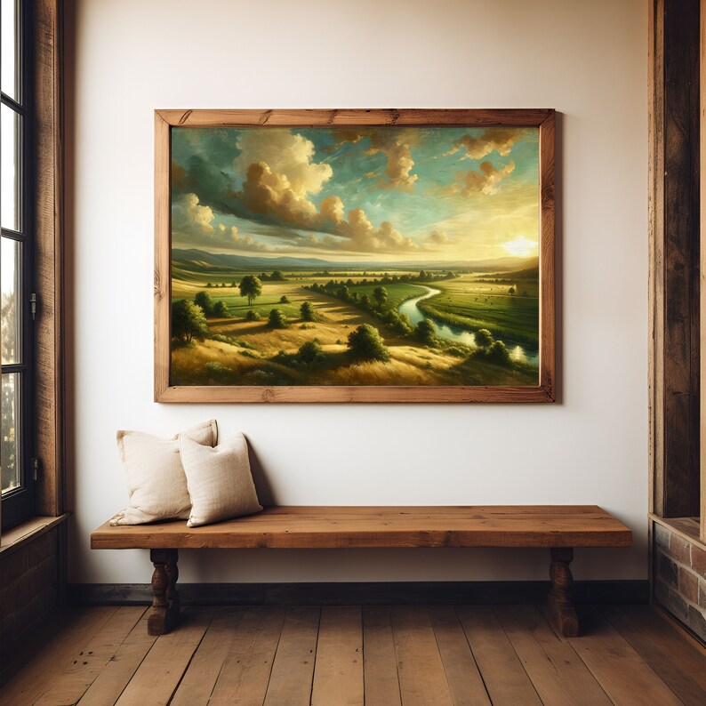 Verdant Riverbend at Sunset - Dynamic Sky Clouds, Serene Nature, High ...