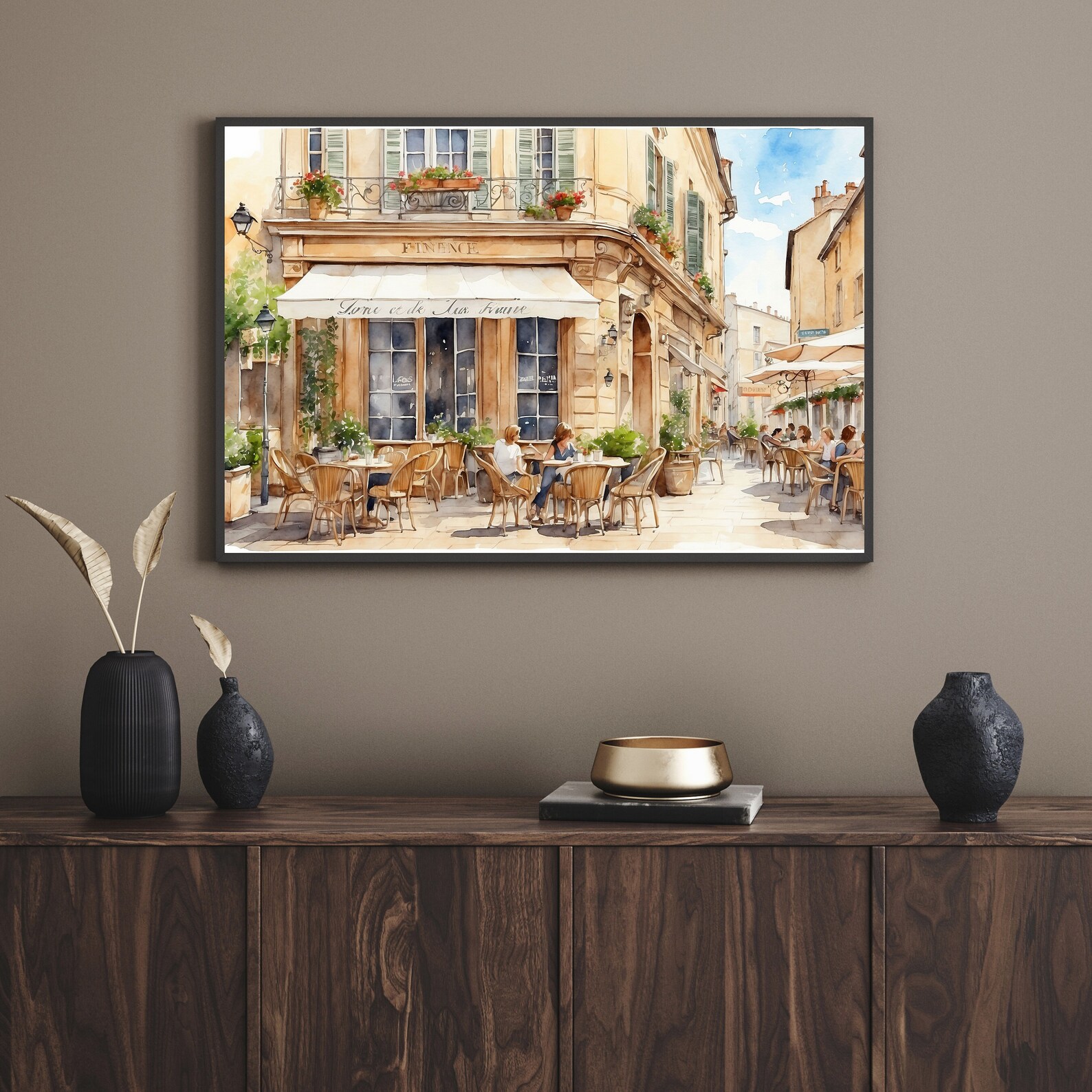 Charming French Café Watercolor Painting – Parisian Outdoor Bistro ...