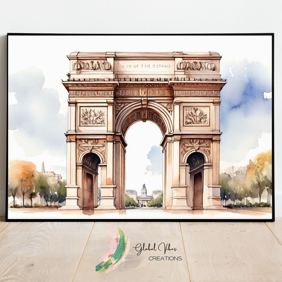 Beautiful Watercolor Illustration of a Historic European Archway, High ...