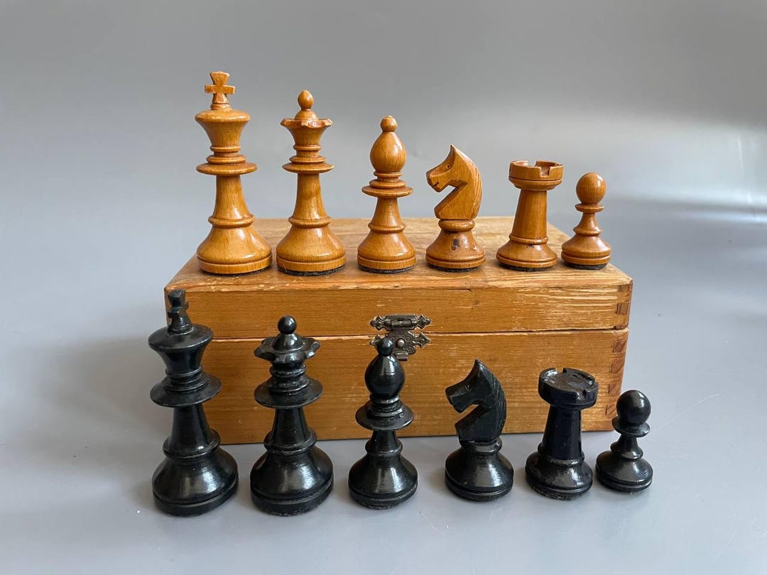 Wooden Chess Set From German 50s Vintage From Wood in Very Good ...